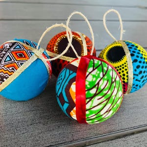 African Christmas Ornaments - 4 PC Kente Ornaments - Handmade Ornaments ...