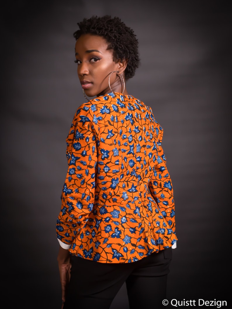 Vêtements Africain Africain Ankara Dessus Imprimé Orange Etsy France