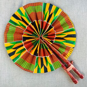 African Hand Fan, Fan Ankara Print, African Print Fans With Leather ...