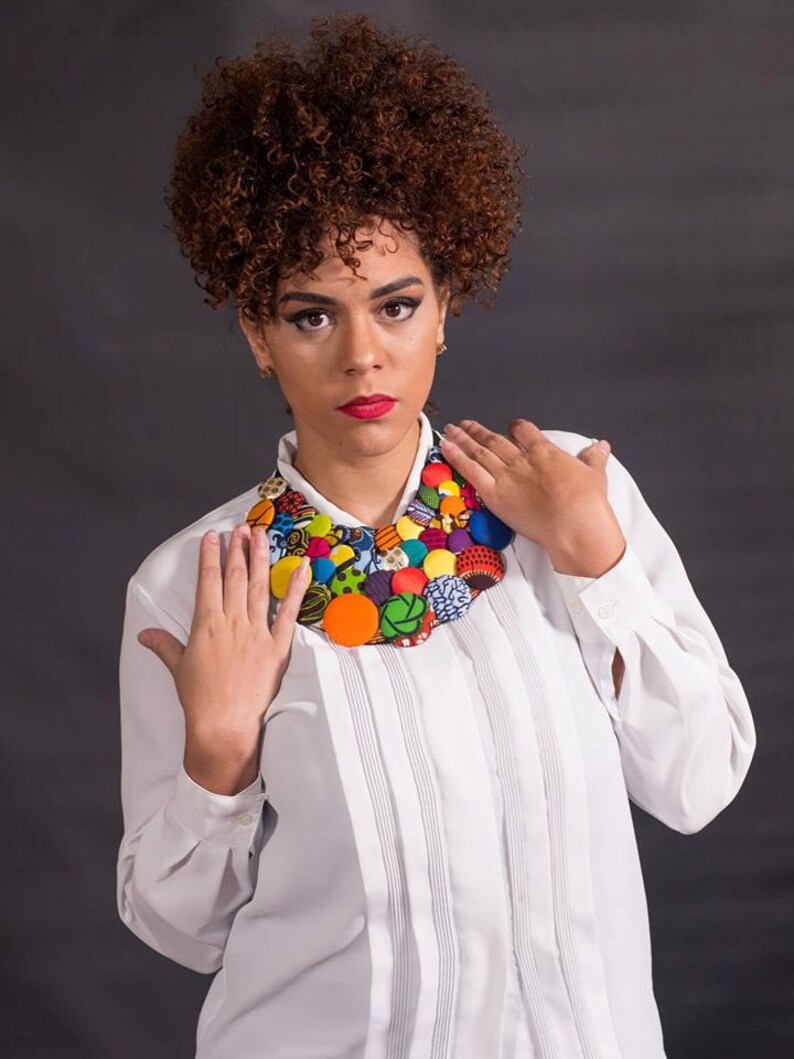 Ankara African Button Necklaces, Ankara Necklace, African Clothings ...