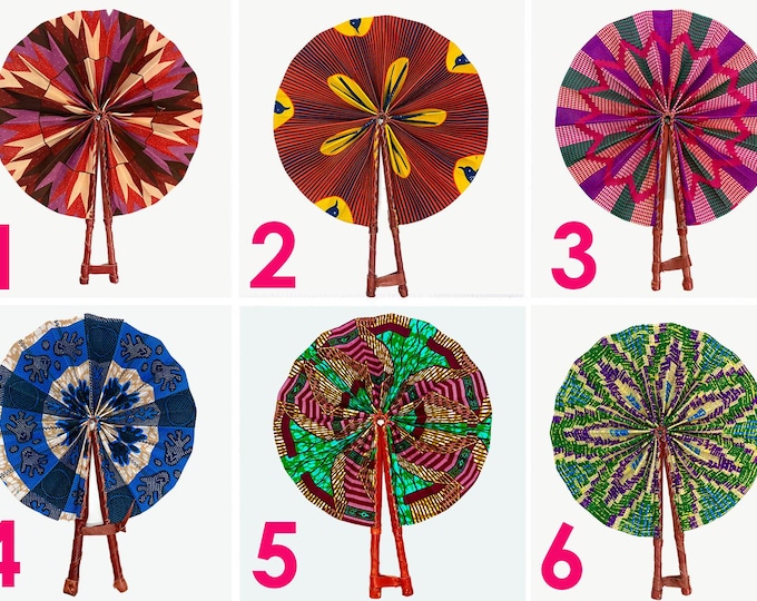 Hand Fan, Africa Fan , Ankara Print, African Print Fans With Leather ...