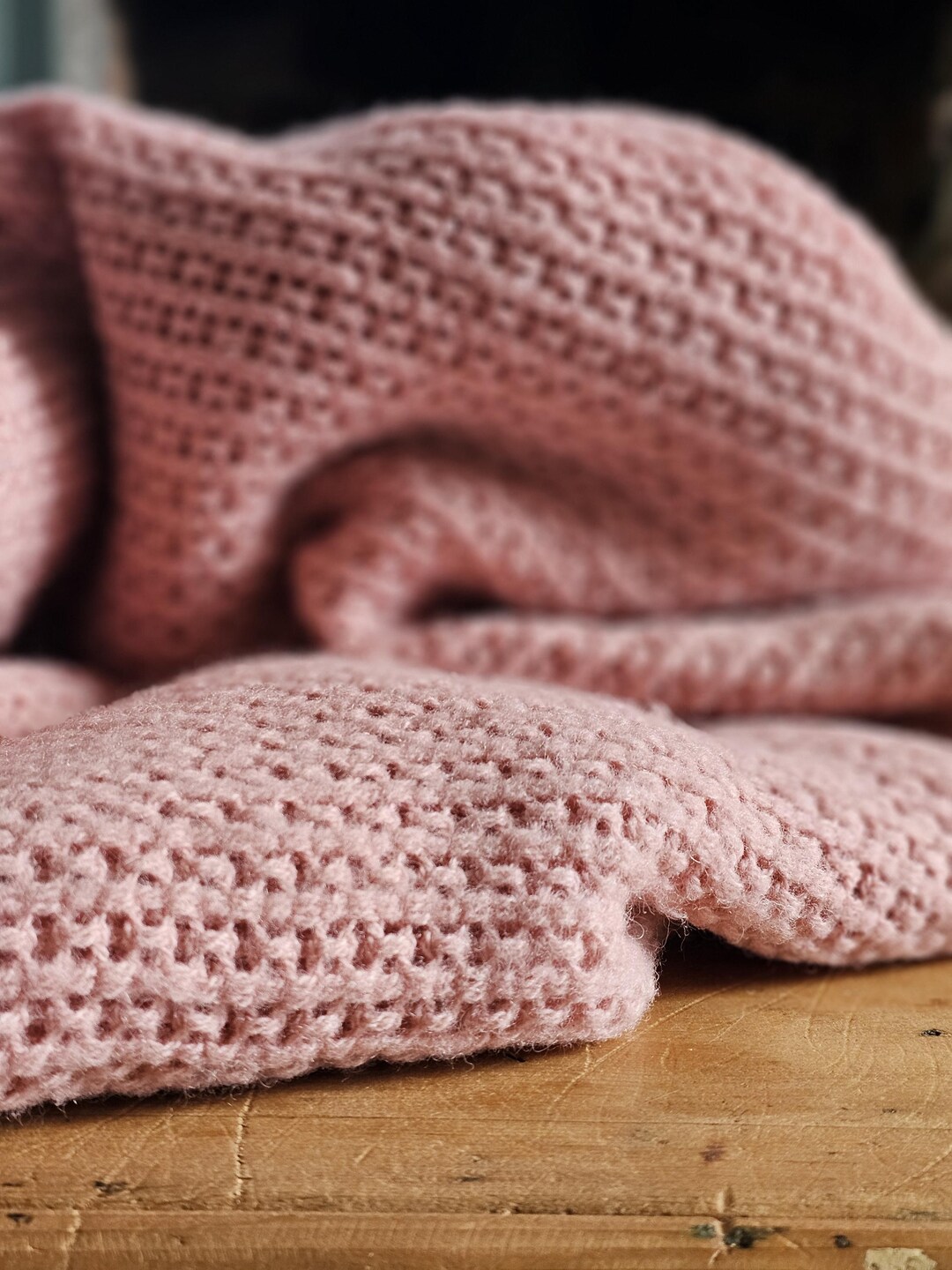Vintage Early's of Witney Wool Blanket | Fondant Pink Cellular Weave ...