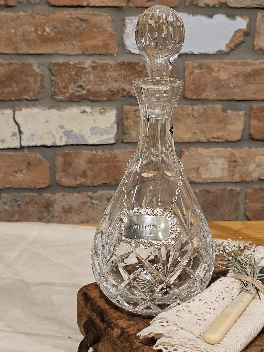 Vintage Edinburgh Crystal Decanter With Sterling Silver Whisky Label ...