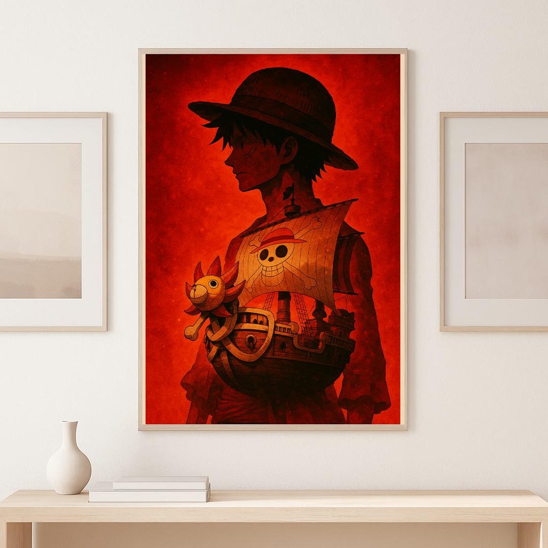 Naruto Pirate Hero Shonen Poster, Warm Red Manga Art (digital Download ...