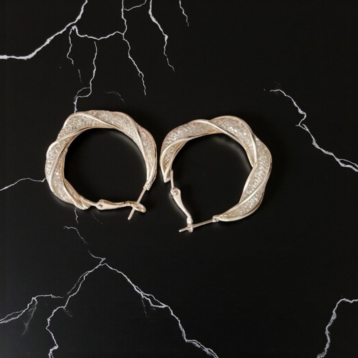 Vintage Mobius Twist Hoops | Shiny Rhinestone Gold Statement Earrings ...