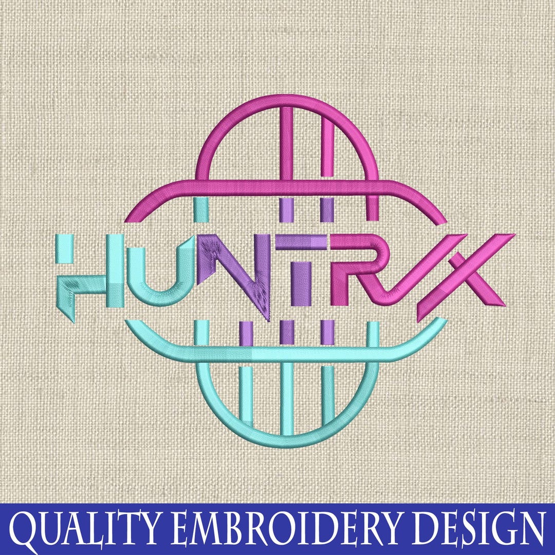 HUNTRX Embroidery Design, Futuristic Logo Stitch, Neon Gamer Embroidery ...
