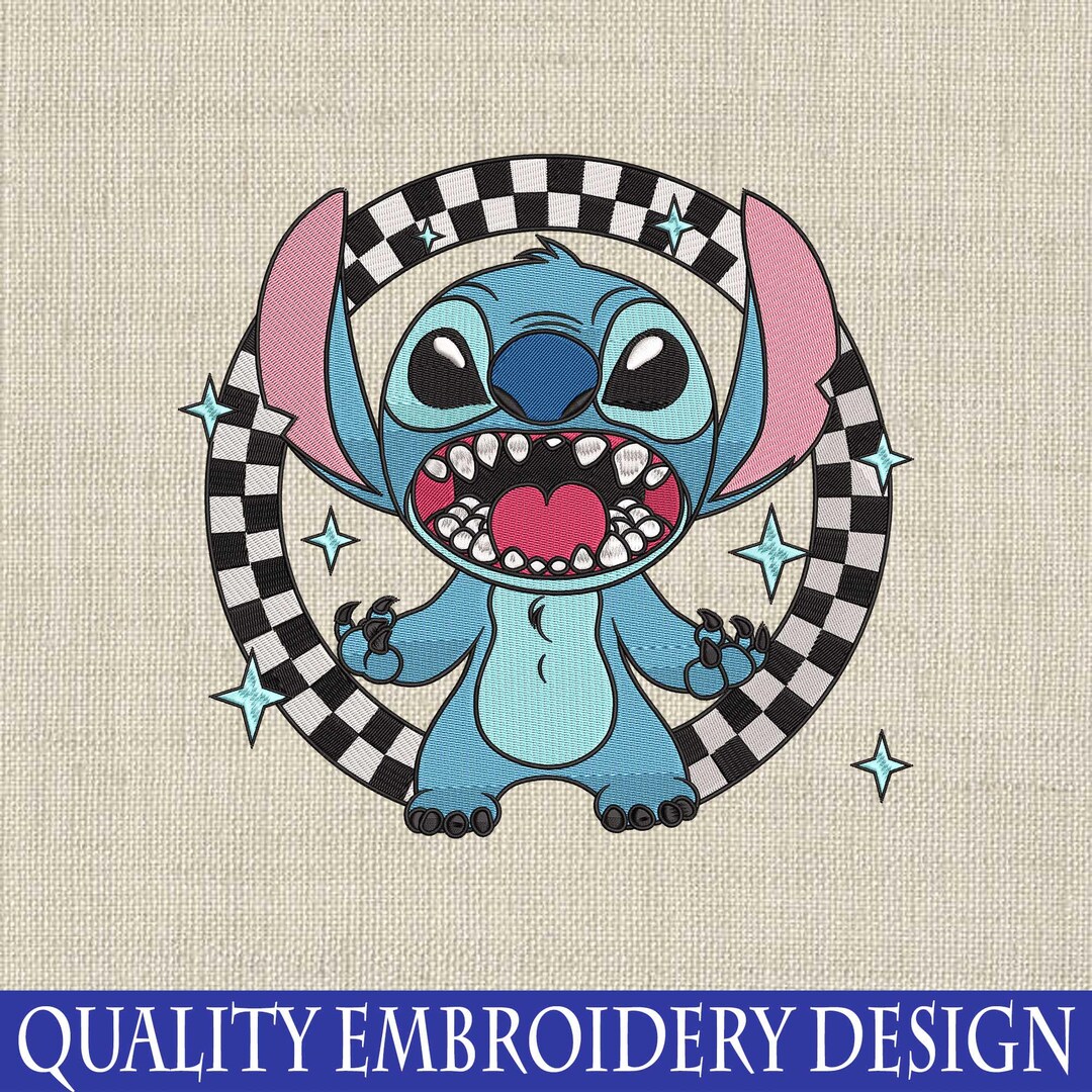Cute Alien Embroidery Design, Cartoon Monster Stitch, Funny Blue ...