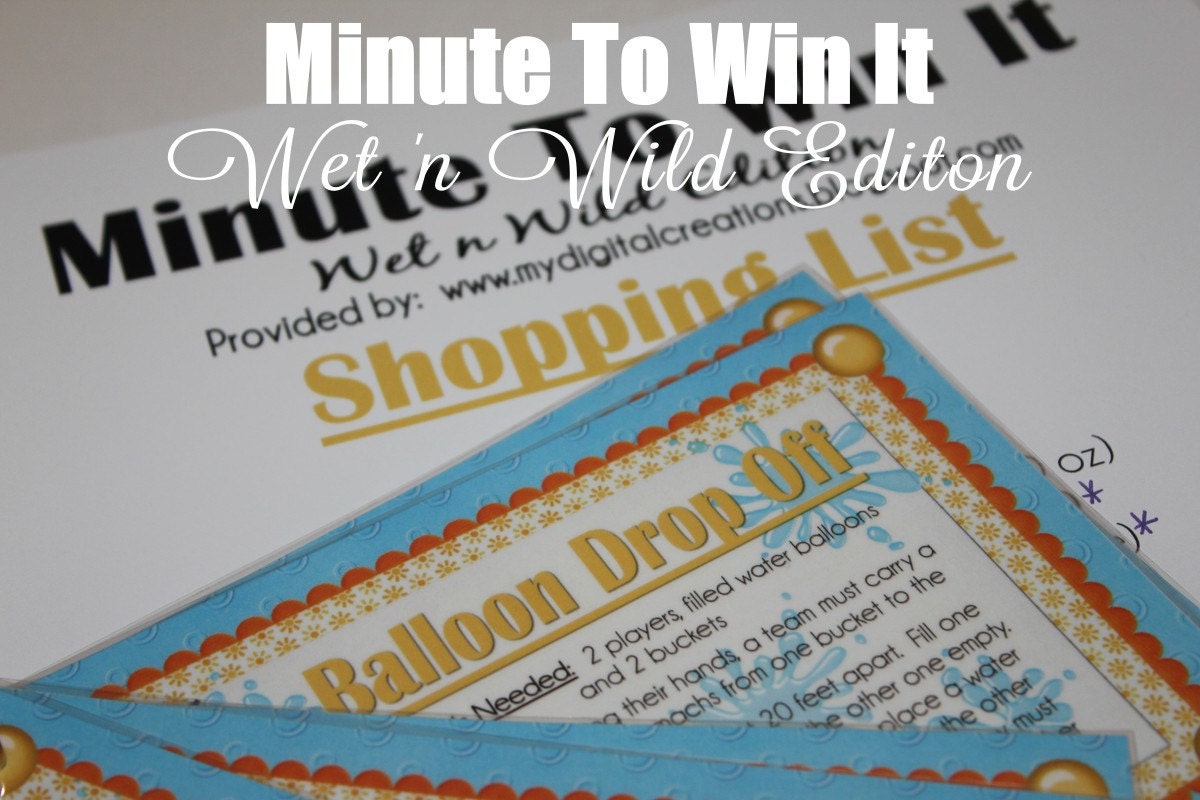 Minute to Win It Wet 'n Wild Edition Printable - Family Game Night ...