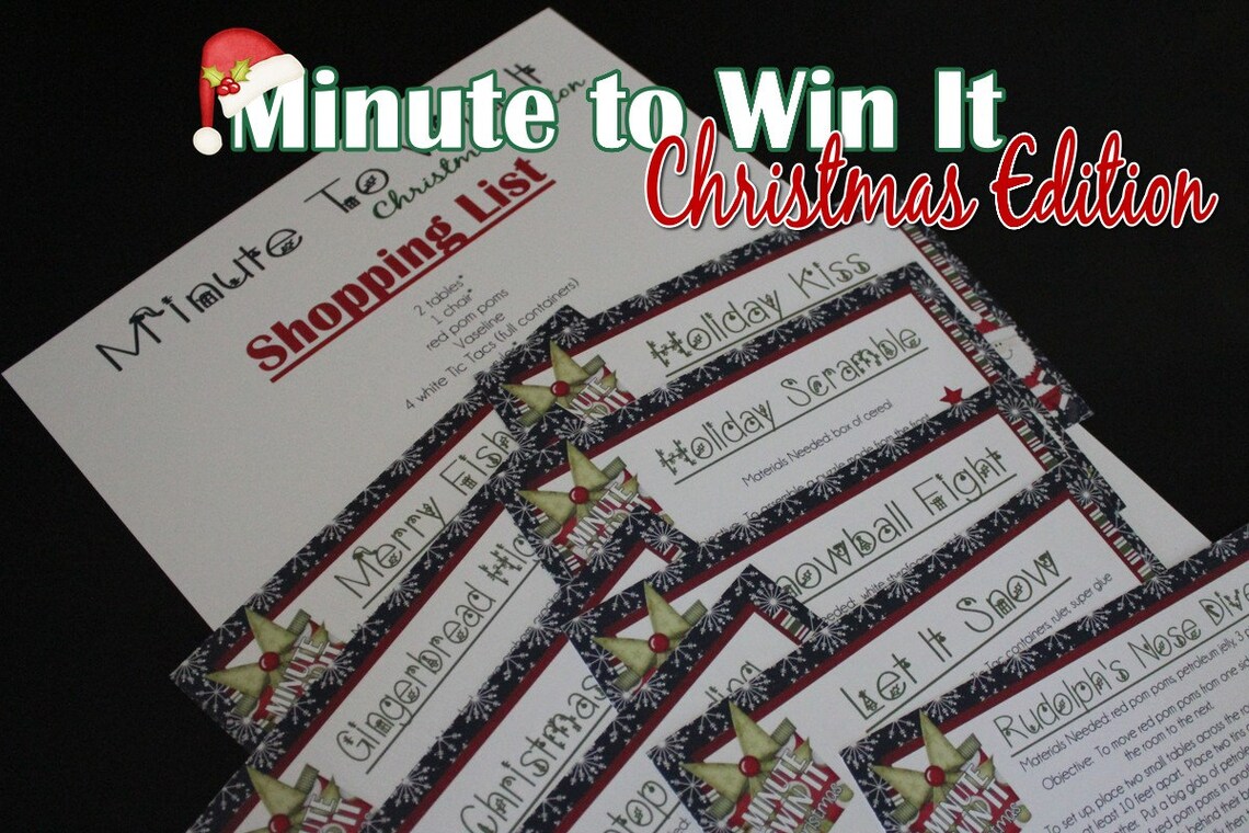 Minute to Win It Christmas Edition Printable - Holiday Party, Classroom ...