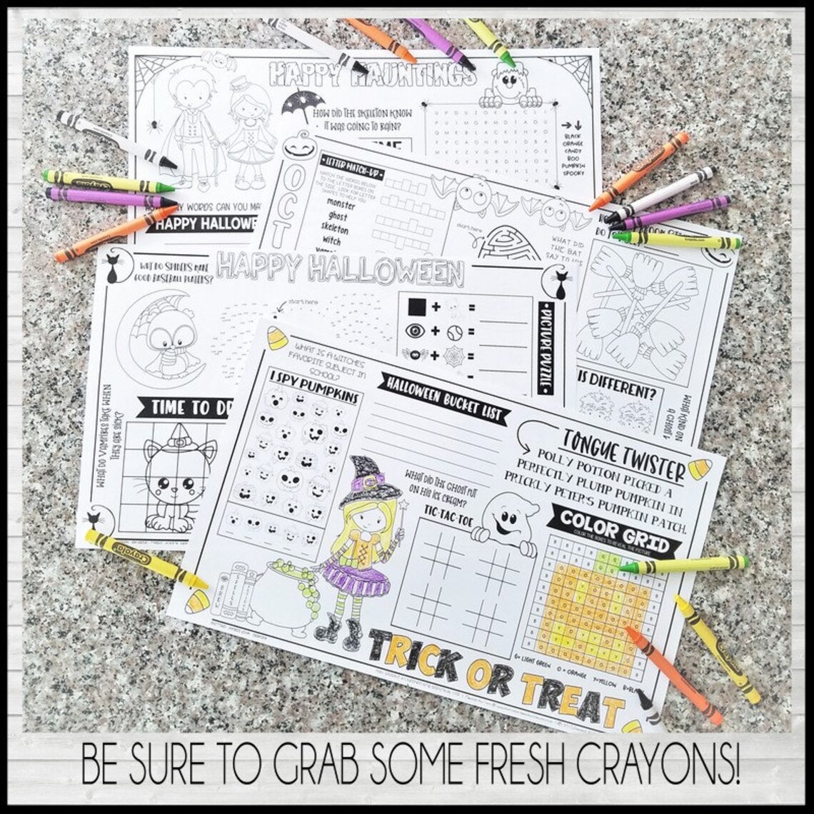 Placemat Activity Sheets {HALLOWEEN} PRINTABLE | Interactive Coloring ...