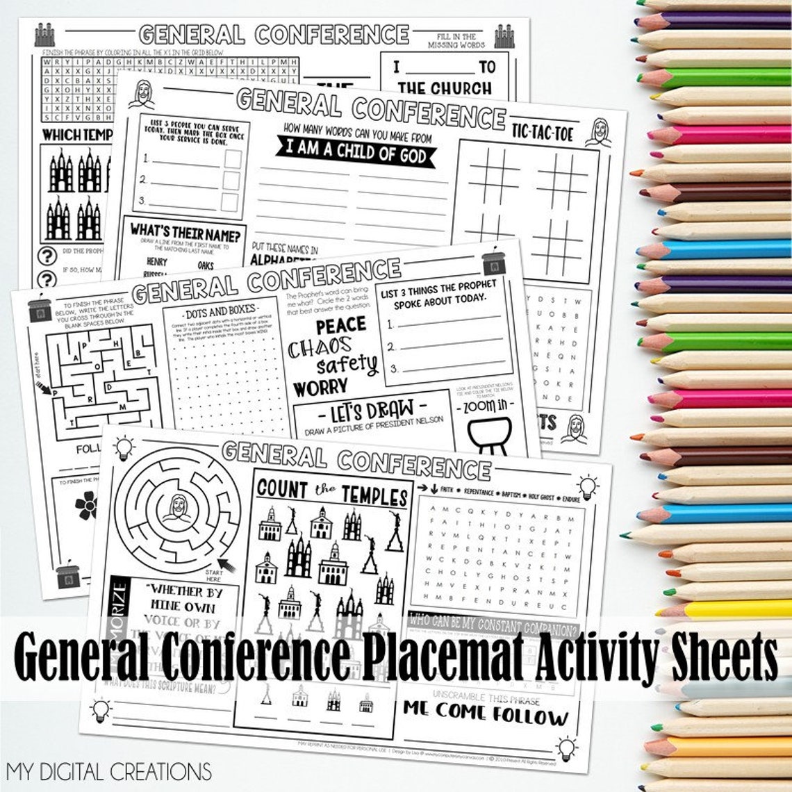 Placemat Activity Sheets {GENERAL CONFERENCE} PRINTABLE | Interactive ...