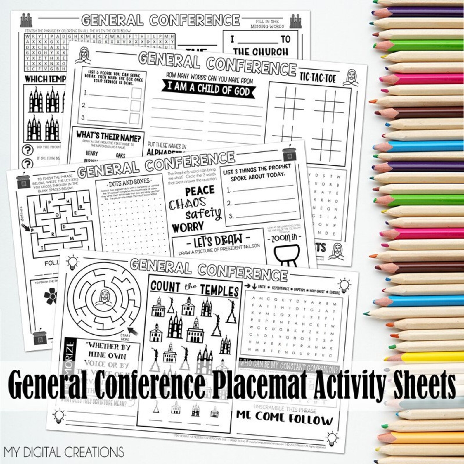 Placemat Activity Sheets {GENERAL CONFERENCE} PRINTABLE | Interactive ...