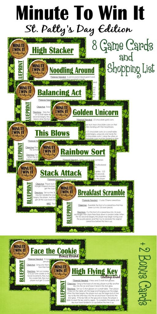 Minute to Win It St. Patty's Day Edition - INSTANT DOWNLOAD - Etsy