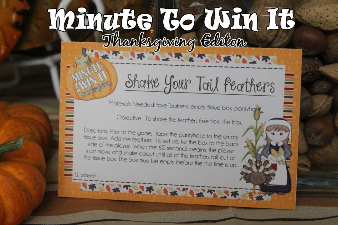 Minute to Win It Thanksgiving Edition Printable Family Game Night ...