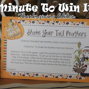 Minute to Win It Thanksgiving Edition Printable Family Game Night ...