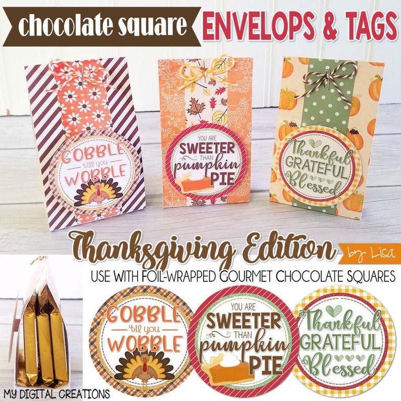 Cute THANKSGIVING PRINTABLE Gift Tags | Gourmet Chocolate Squares Mix ...