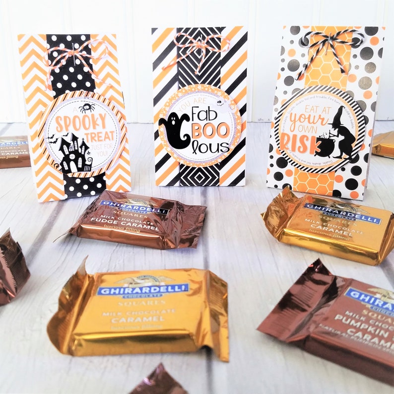 Cute HALLOWEEN PRINTABLE Gift Tags | Gourmet Chocolate Squares Envelops ...