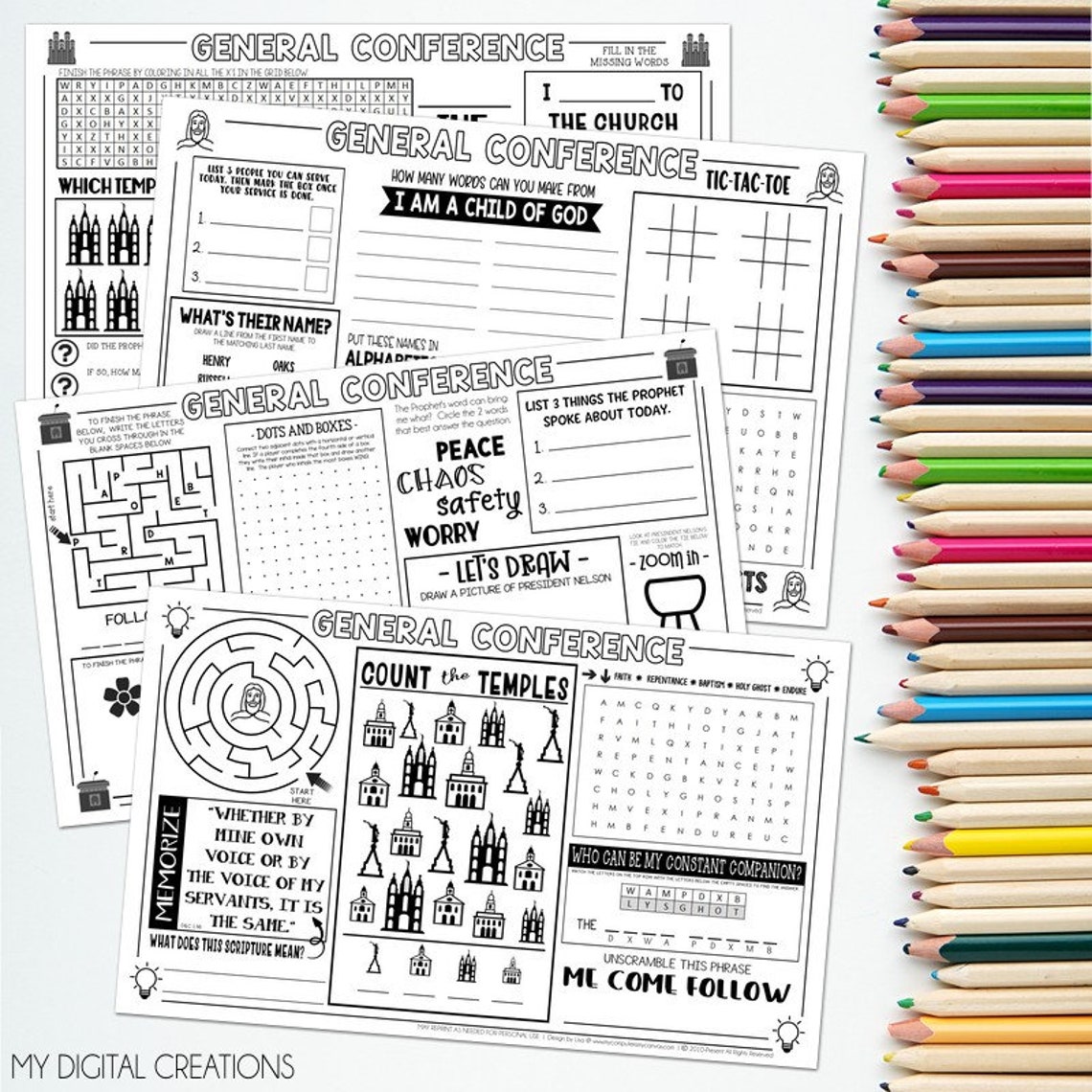 Placemat Activity Sheets GENERAL CONFERENCE PRINTABLE Interactive ...