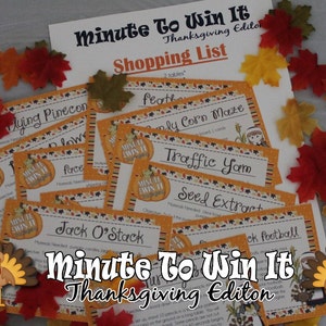 Minute to Win It Thanksgiving Edition Printable Family Game Night ...