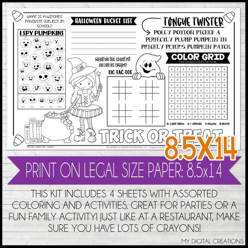 Placemat Activity Sheets {HALLOWEEN} PRINTABLE | Interactive Coloring ...
