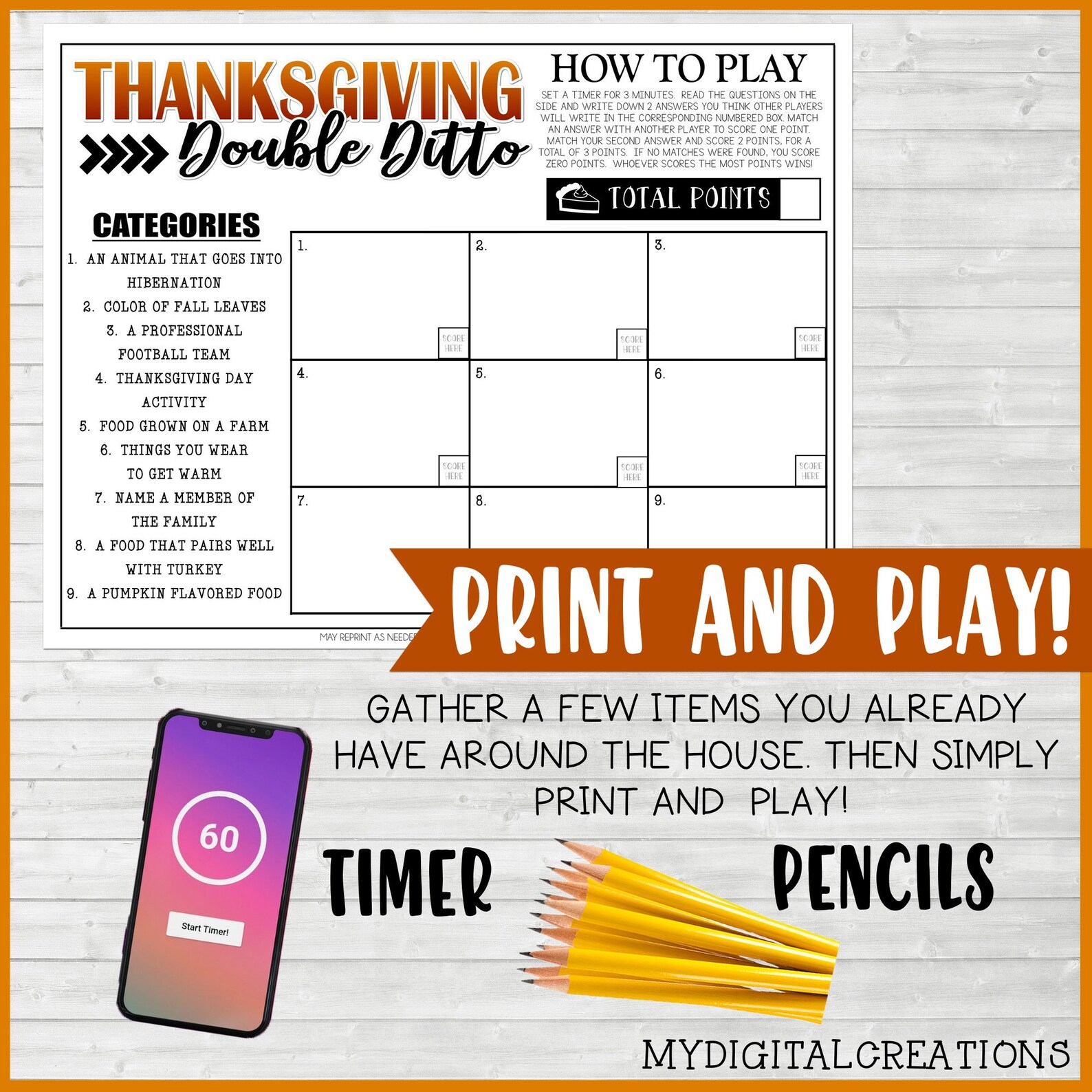 THANKSGIVING GAME BUNDLE - Thanksgivng Printables, Party, Family Game ...