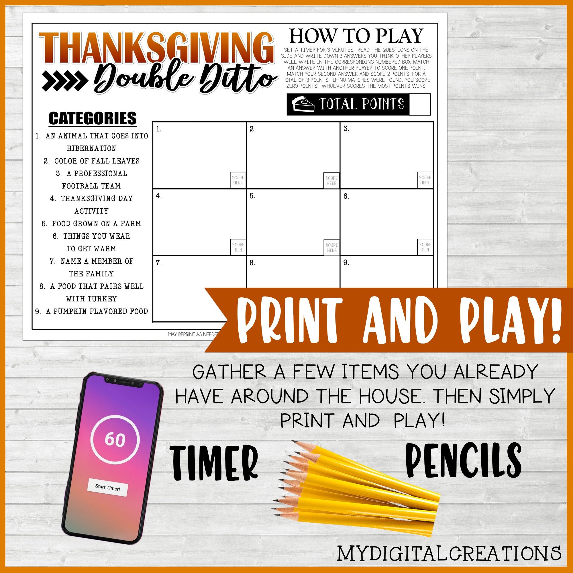 THANKSGIVING GAME BUNDLE - Thanksgivng Printables, Party, Family Game ...