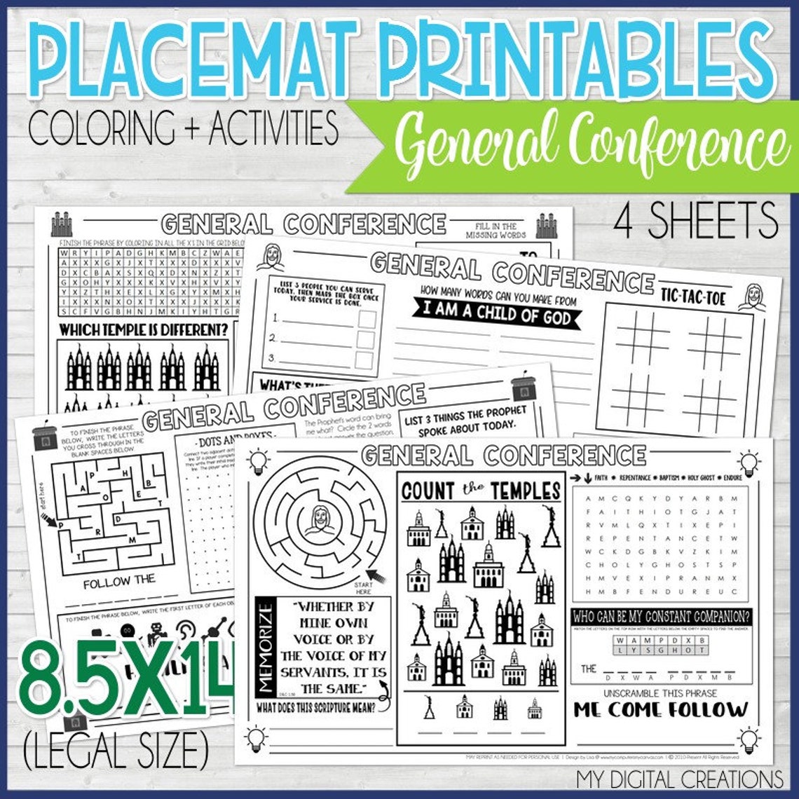 Placemat Activity Sheets {GENERAL CONFERENCE} PRINTABLE | Interactive ...