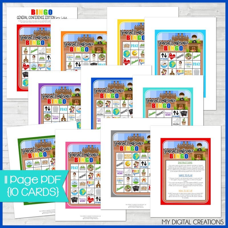 General Conference BINGO | General Conference Activities for Kids ...
