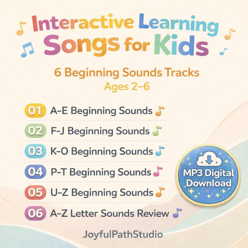 6 Beginning Sounds Tracks (A–Z Phonics) - Interactive Learning Songs ...