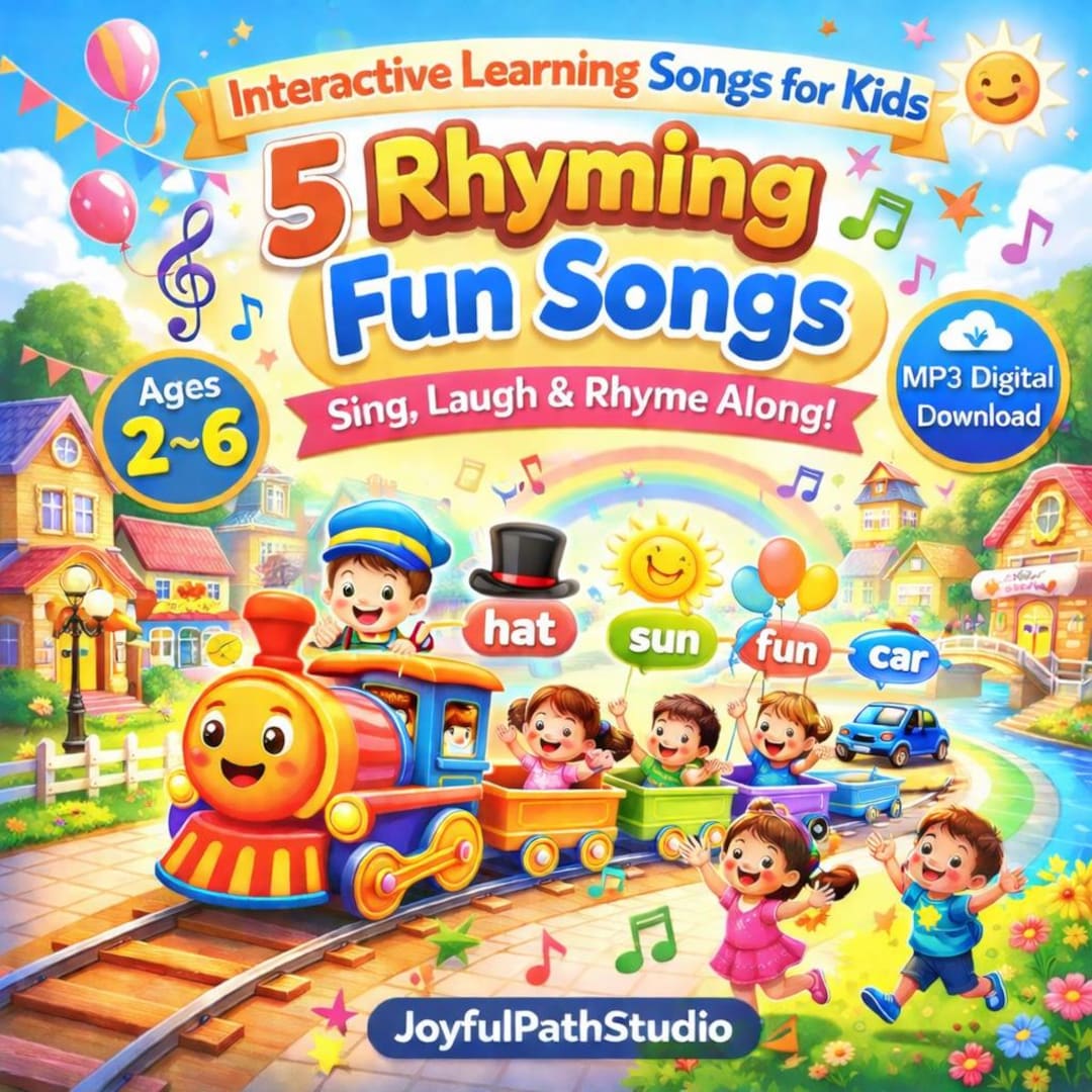 5 Rhyming Fun Songs - Interactive Learning Songs for Kids - Etsy