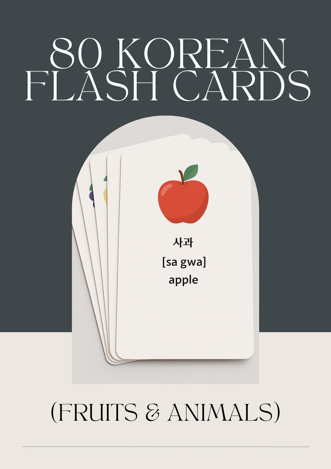 Korean Vocabulary Flashcards | Fruits & Animals Study Cards (PDF) - Etsy