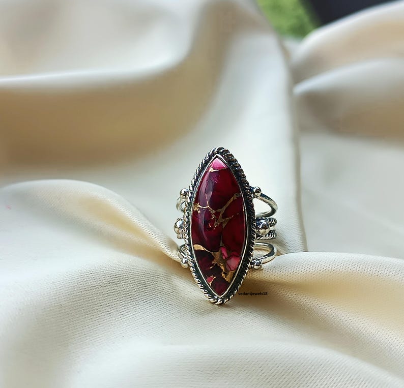Red Rose Dahlia Turquoise Ring: Handmade Sterling Silver - Etsy