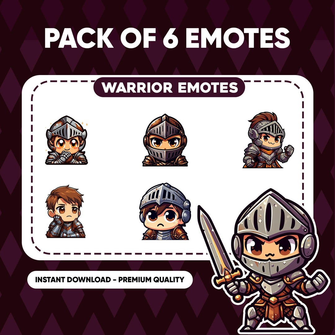 Warrior Anime Emotes | Chibi Fighter Twitch Emotes PNG | Battle Discord ...