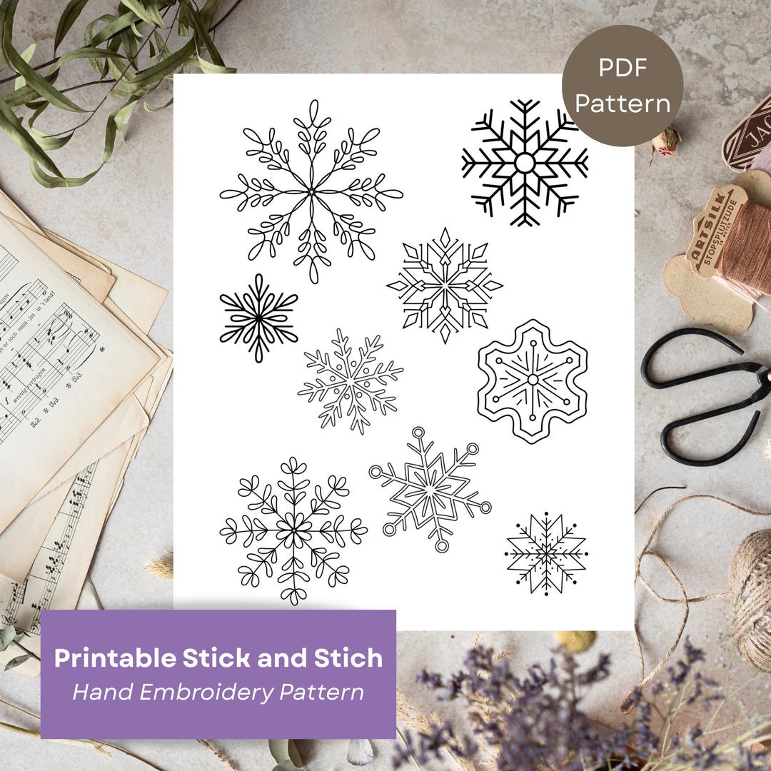 Snowflake Embroidery Patterns, Winter Holiday Stitch Template ...