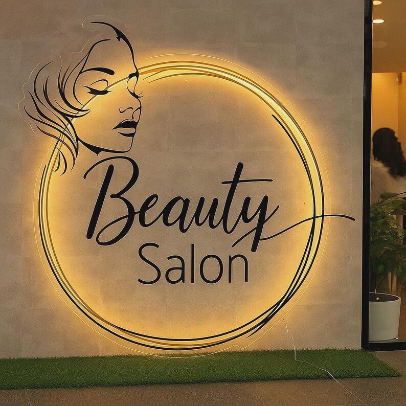 Round LED Logo Sign | Backlit Business Sign | Spa Salon Clinic Wall ...