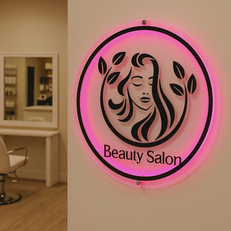 Round LED Logo Sign | Backlit Business Sign | Spa Salon Clinic Wall ...
