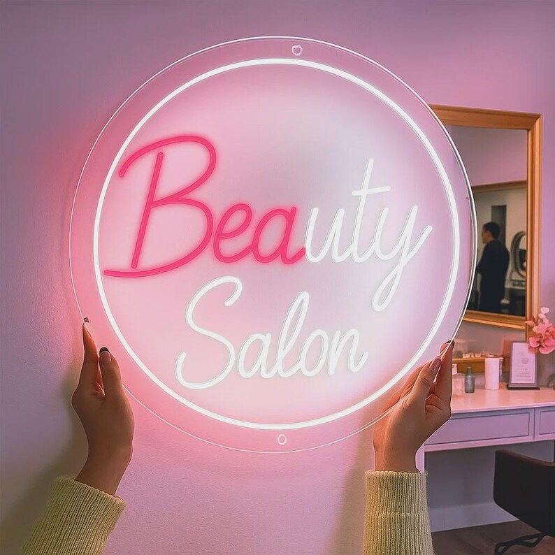 Round LED Logo Sign | Backlit Business Sign | Spa Salon Clinic Wall ...