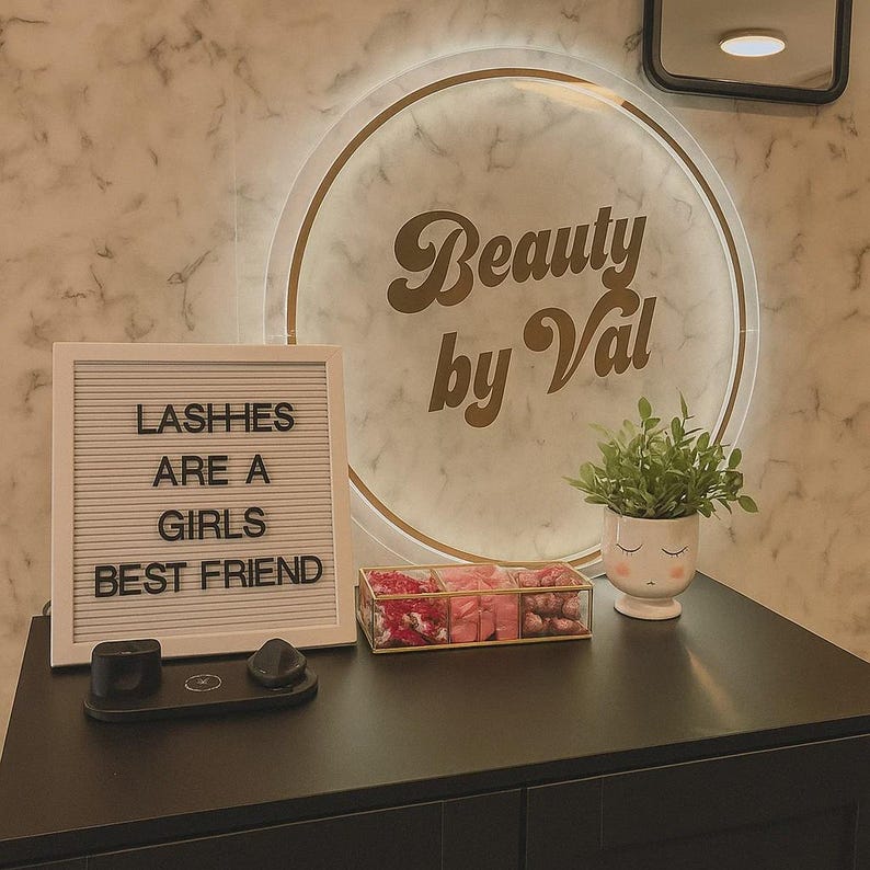 Round LED Logo Sign | Backlit Business Sign | Spa Salon Clinic Wall ...