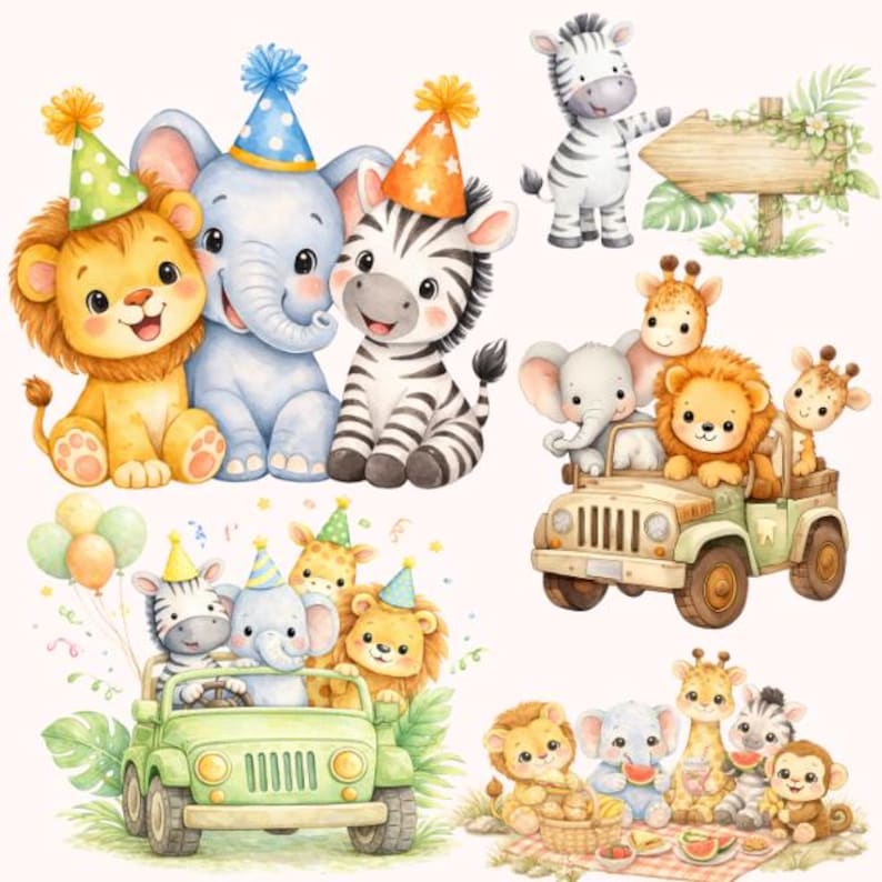 90 + Safari Clipart Bundle, Baby Animal Clipart, Baby Jungle Clipart ...