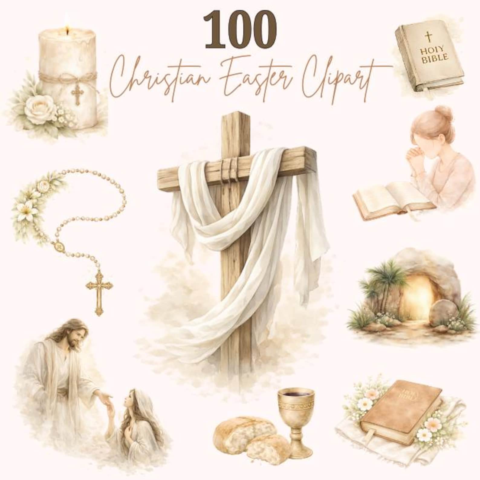100 + Christian Easter Clipart Pack, Biblical Character Clipart, He is ...