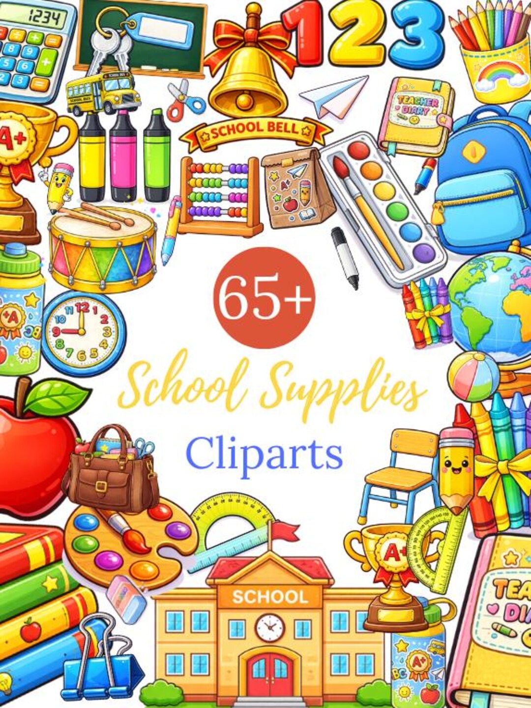 School Supplies Clipart, Back to School Clipart, School Stationery PNG ...