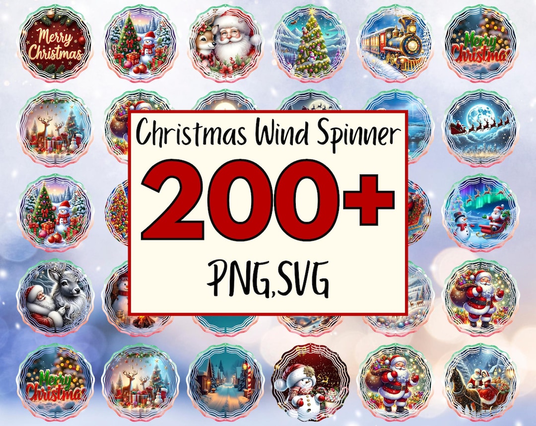 200 + Christmas Wind Spinner Bundle, Santa Wind Spinner Sublimation ...