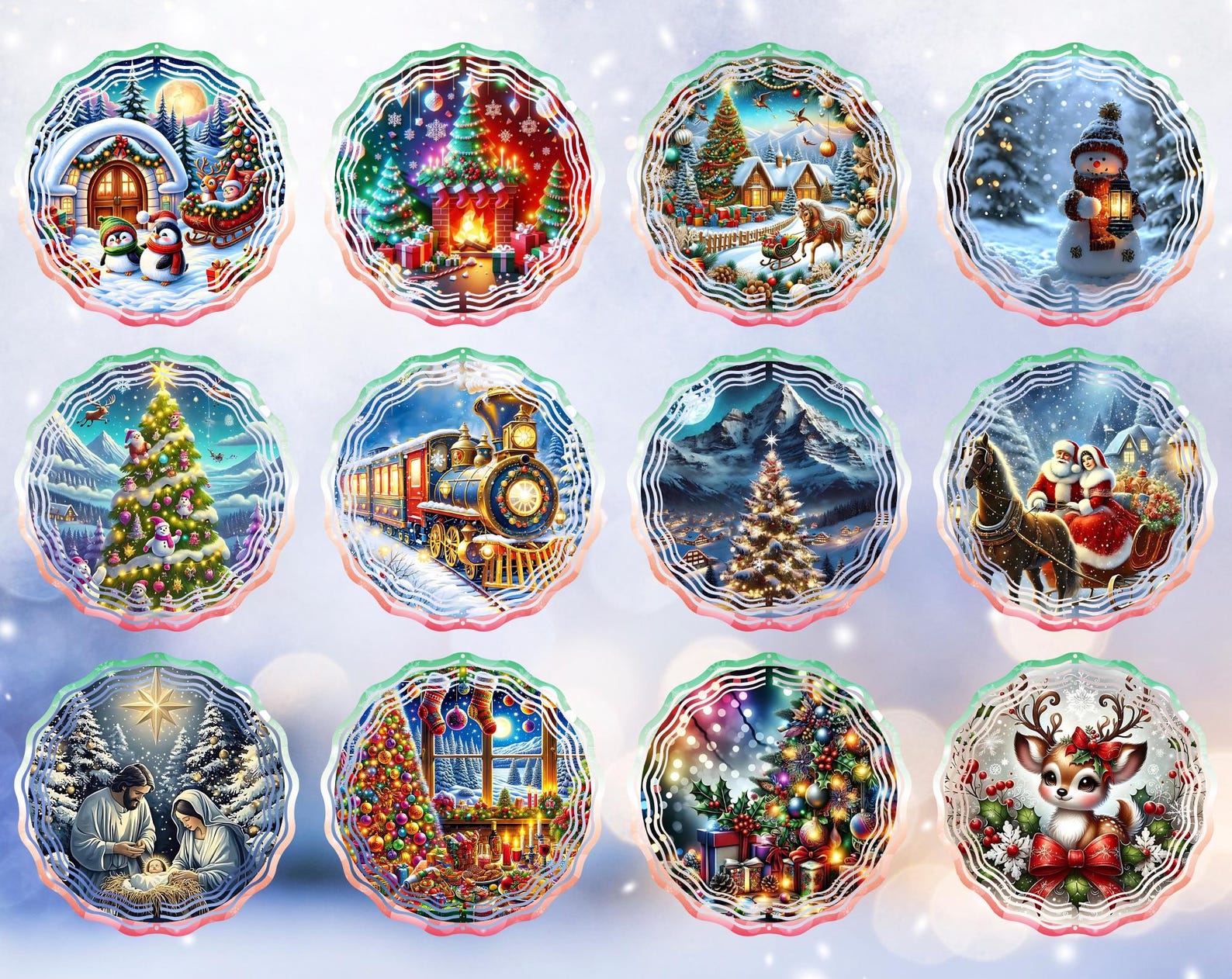 200 + Christmas Wind Spinner Bundle, Santa Wind Spinner Sublimation ...