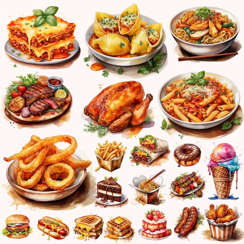 190 + Food Clipart, Fast Food Clipart, Snakes Clipart, Fried Chicken ...