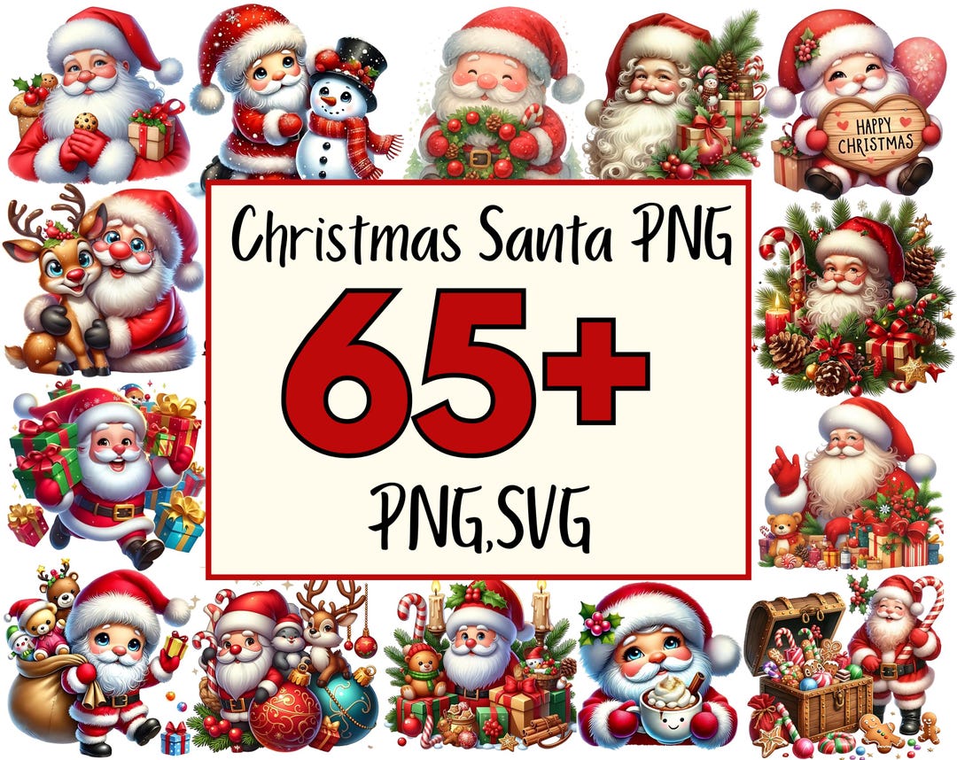65+ Christmas Santa Clues Png Clipart Bundle, Cute Santa Png, Sarcastic ...
