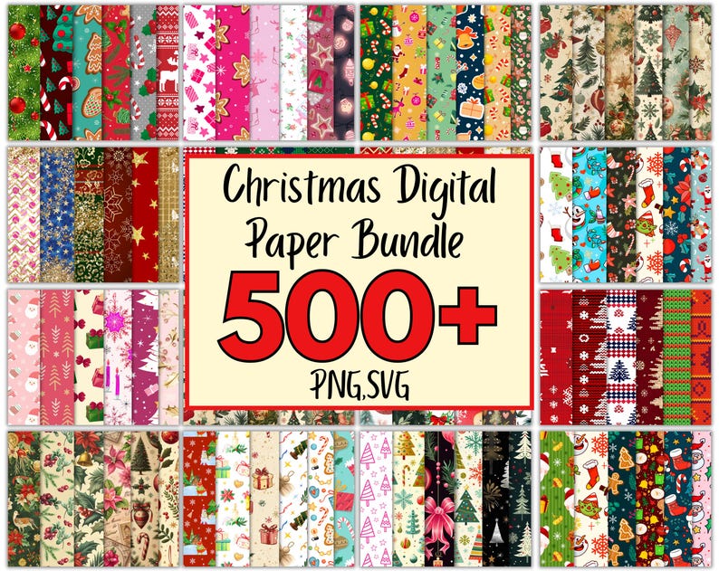 500+ Christmas Digital Paper Bundle, Merry Christmas Day Digital Papers ...