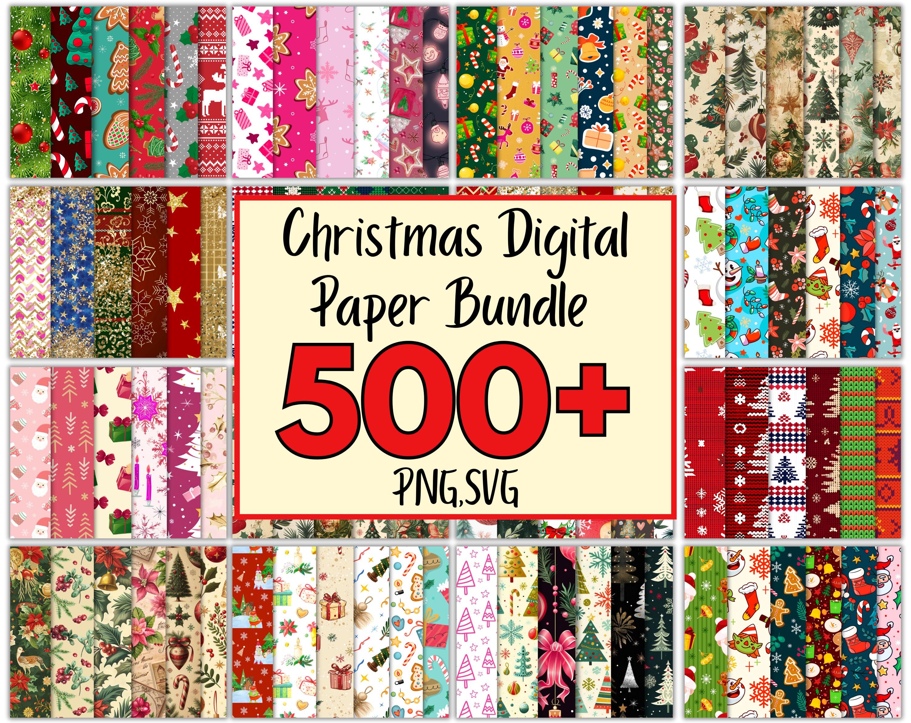 500+ Christmas Digital Paper Bundle, Merry Christmas Day Digital Papers ...