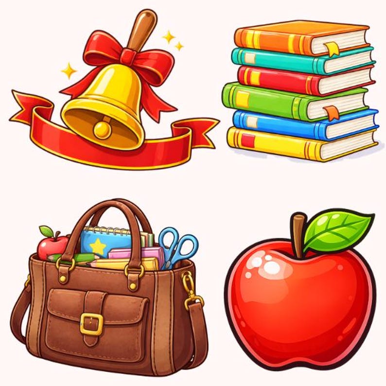 School Supplies Clipart, Back to School Clipart, School Stationery PNG ...