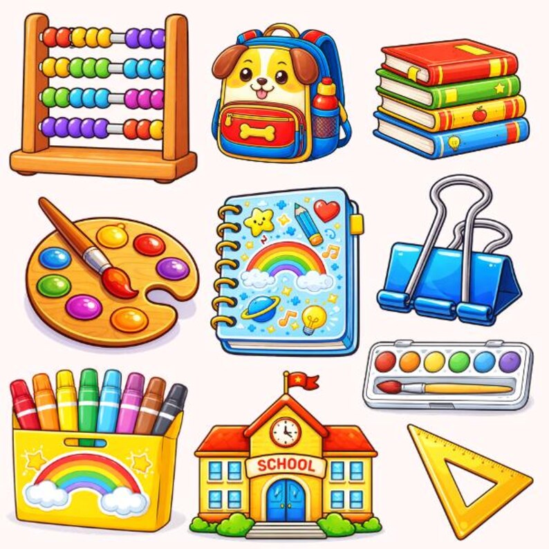 School Supplies Clipart, Back to School Clipart, School Stationery PNG ...