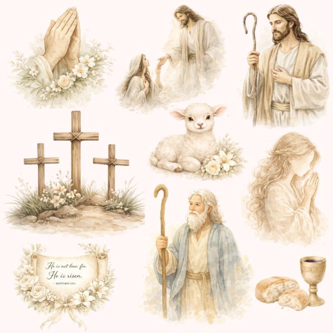 100 + Christian Easter Clipart Pack, Biblical Character Clipart, He is ...